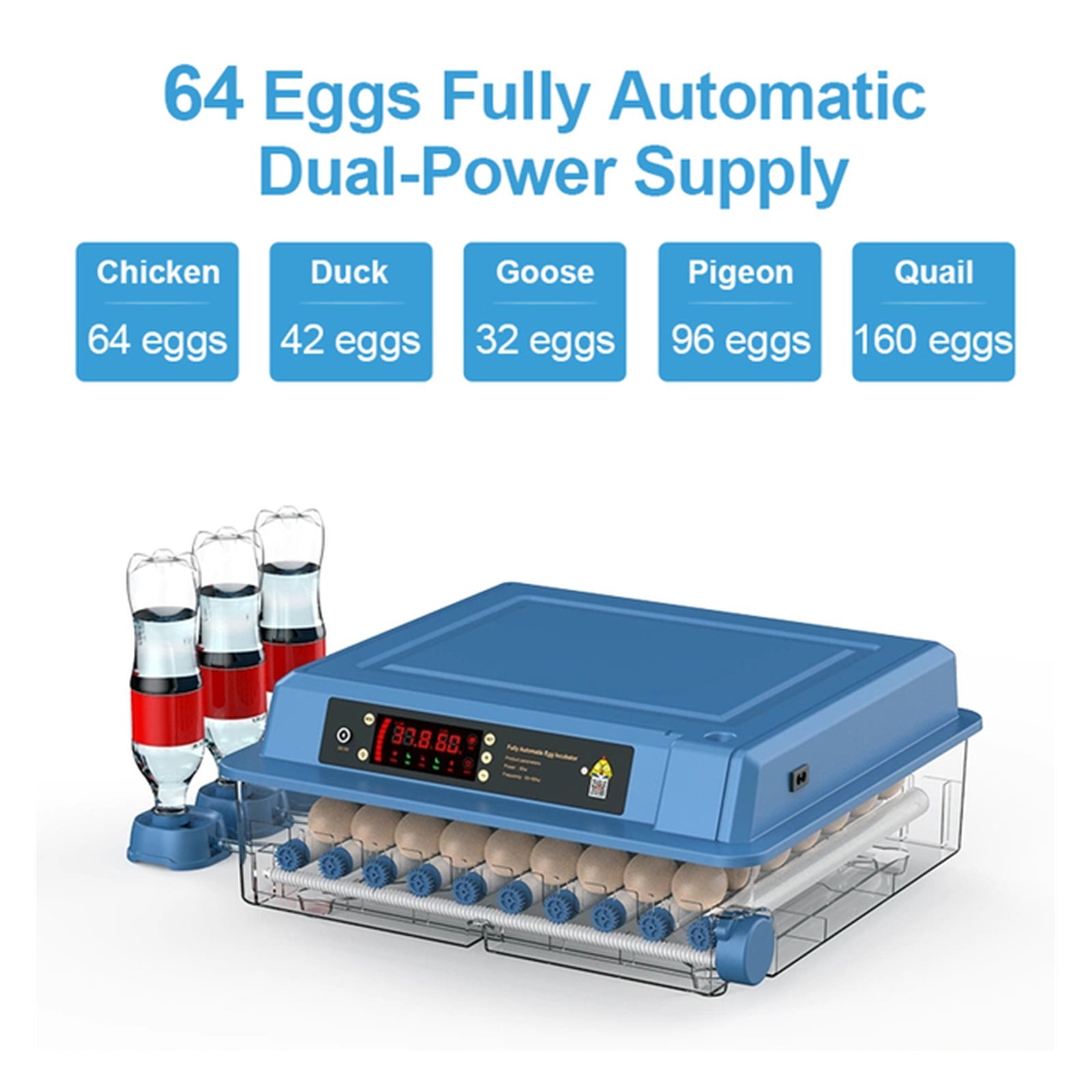 64 Eggs Incubator With Drawer Type Mini Egg Incubator With Automatic Water Ionic Waterbed ...