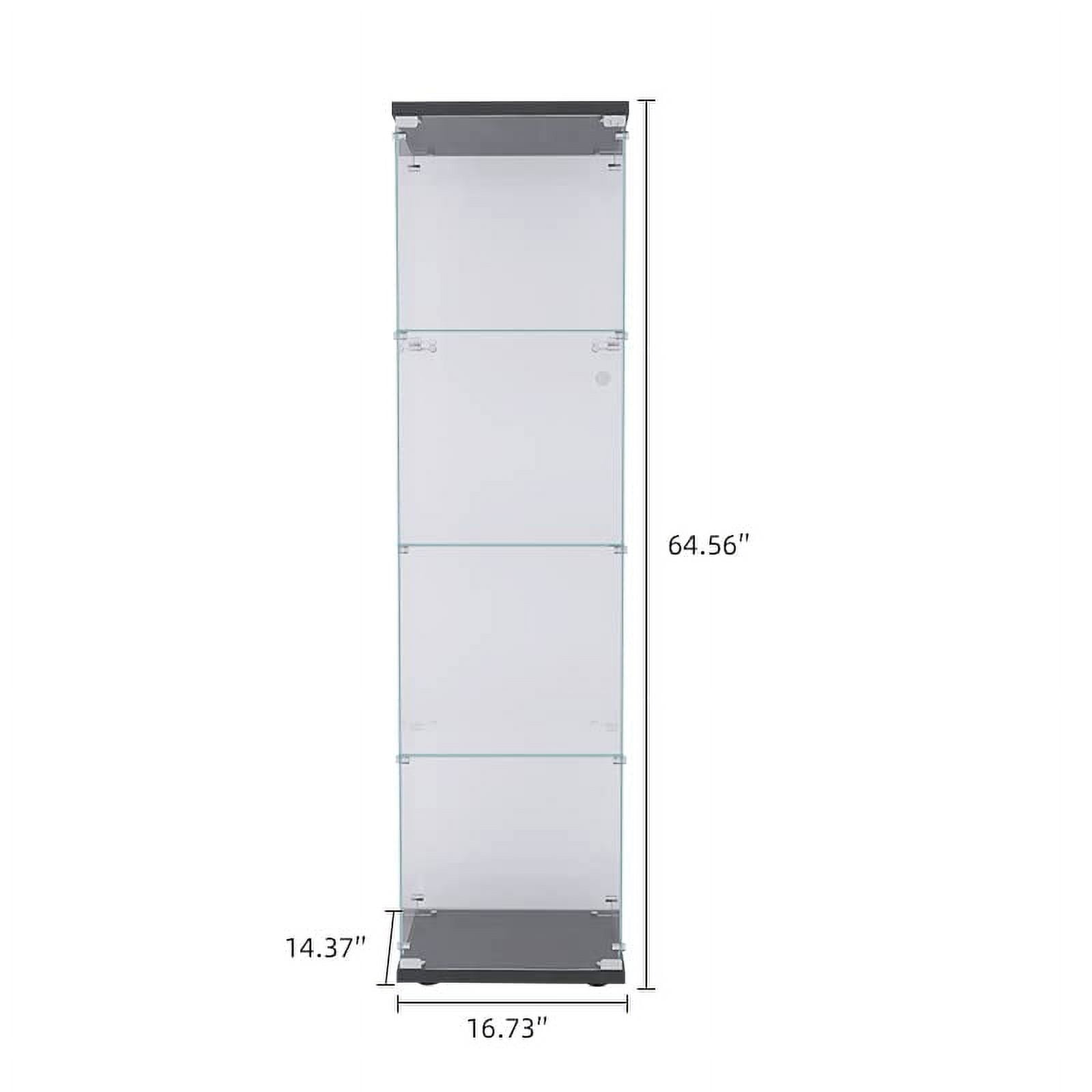 64"H Glass Display Cabinet, 4-Shelf Glass-Door Cabinet Curio Collection ...