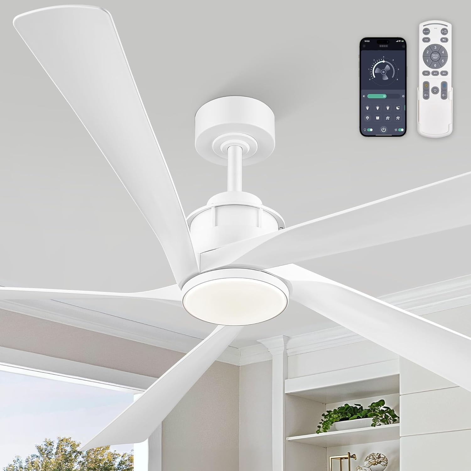 64 Inch Ceiling Fans with Lights and Remote,Smart Ceiling Fan with APP ...