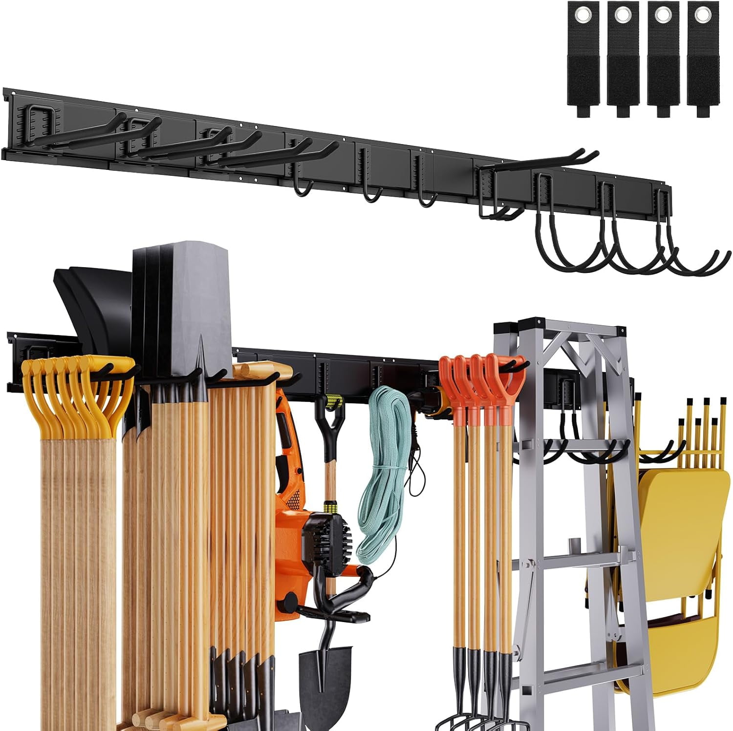 64 Inch Heavy Duty Garage Wall Organizer, 18PCS Adjustable Storage Rack ...