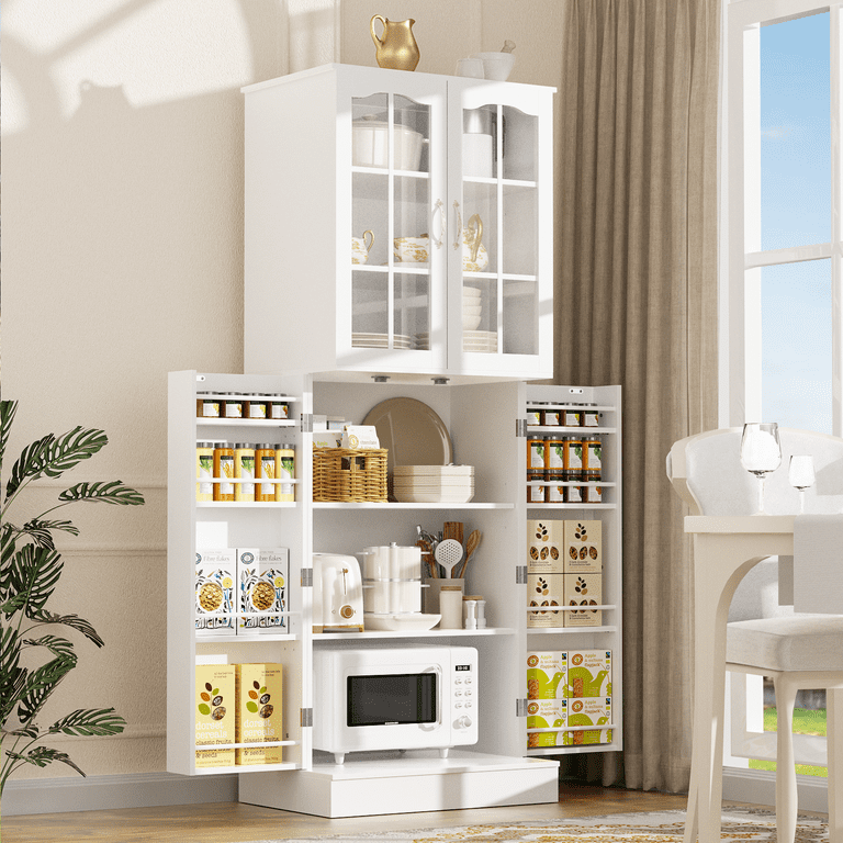 White Kitchen Pantry Storage Cabinet 96" Kitchen Pantry Storage