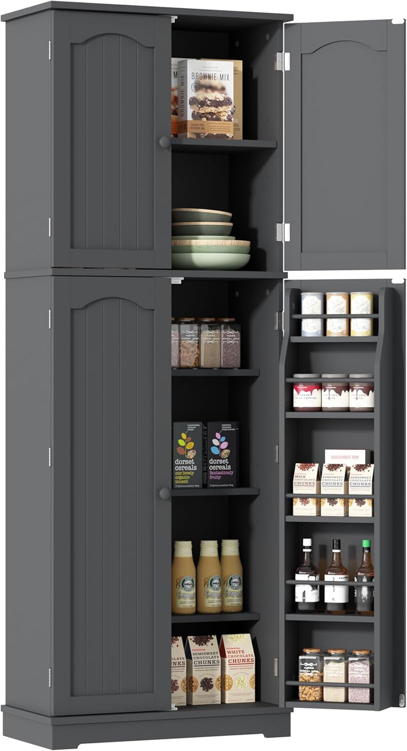 64'' Kitchen Storage Cabinet, Tall Kitchen Pantry Storage Cabinet with ...