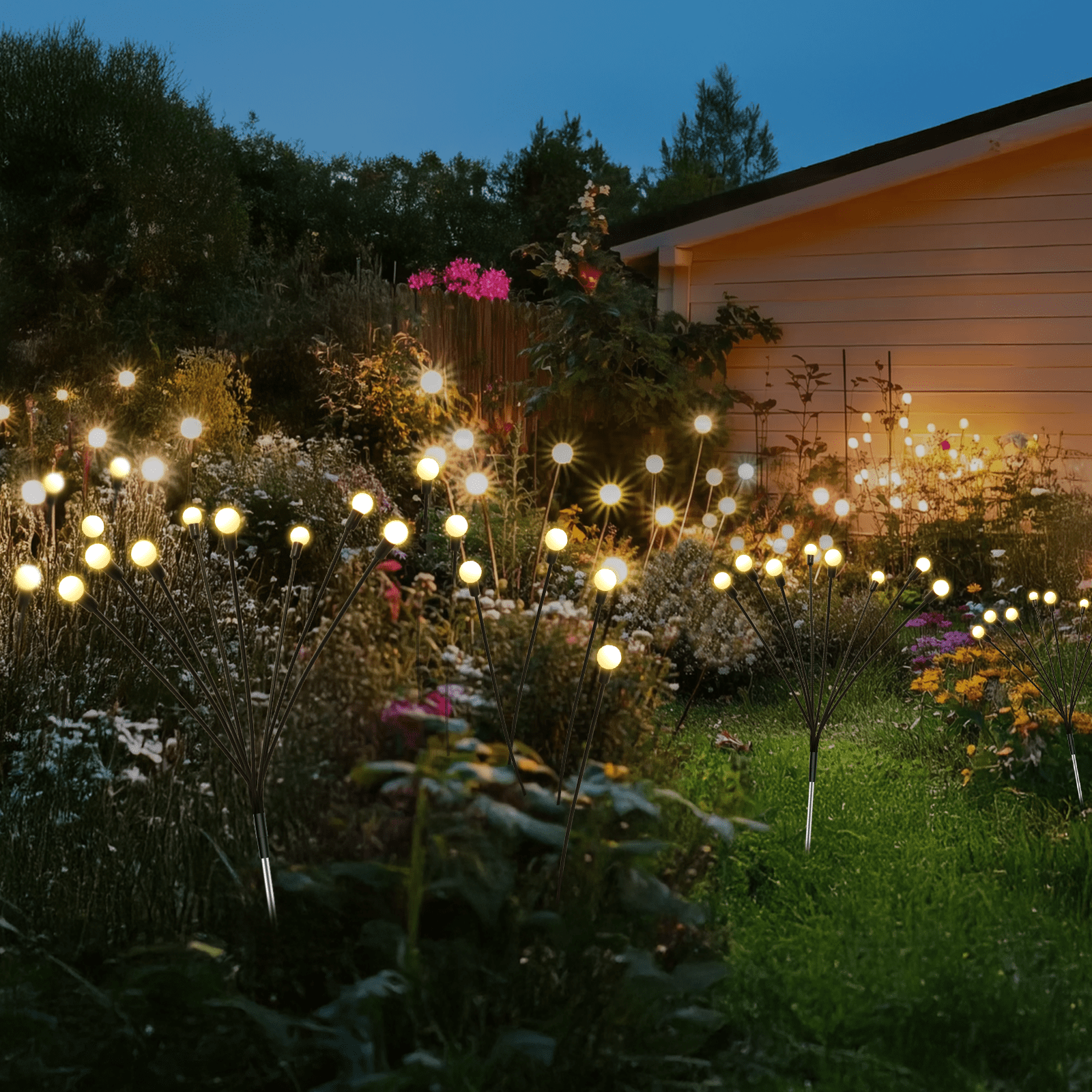 64 LED Solar Lights Outdoor Waterproof, Firefly Garden Lights With ...