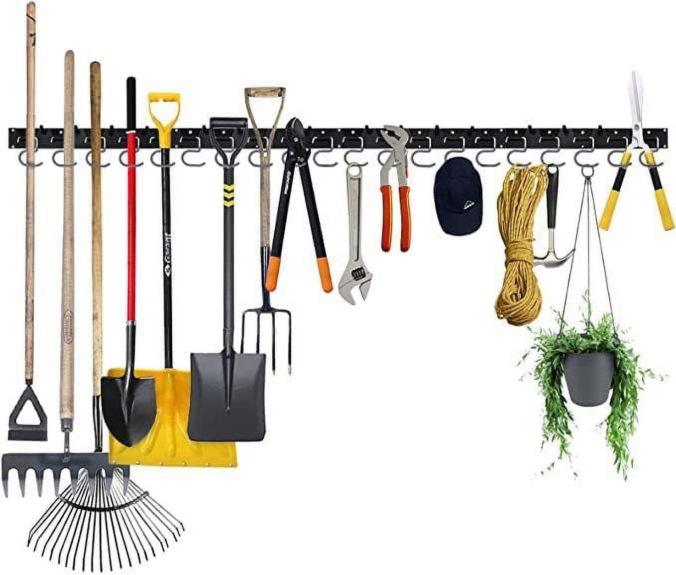 64'' Metal Garden Tool Organizer ，Adjustable Wall Mount Garage ...