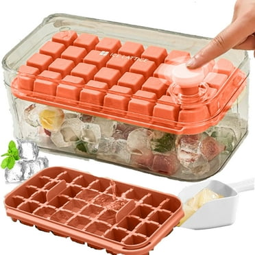 Large Ice Cube Tray with Lid Pack of 2, Stackable Big Silicone Square ...