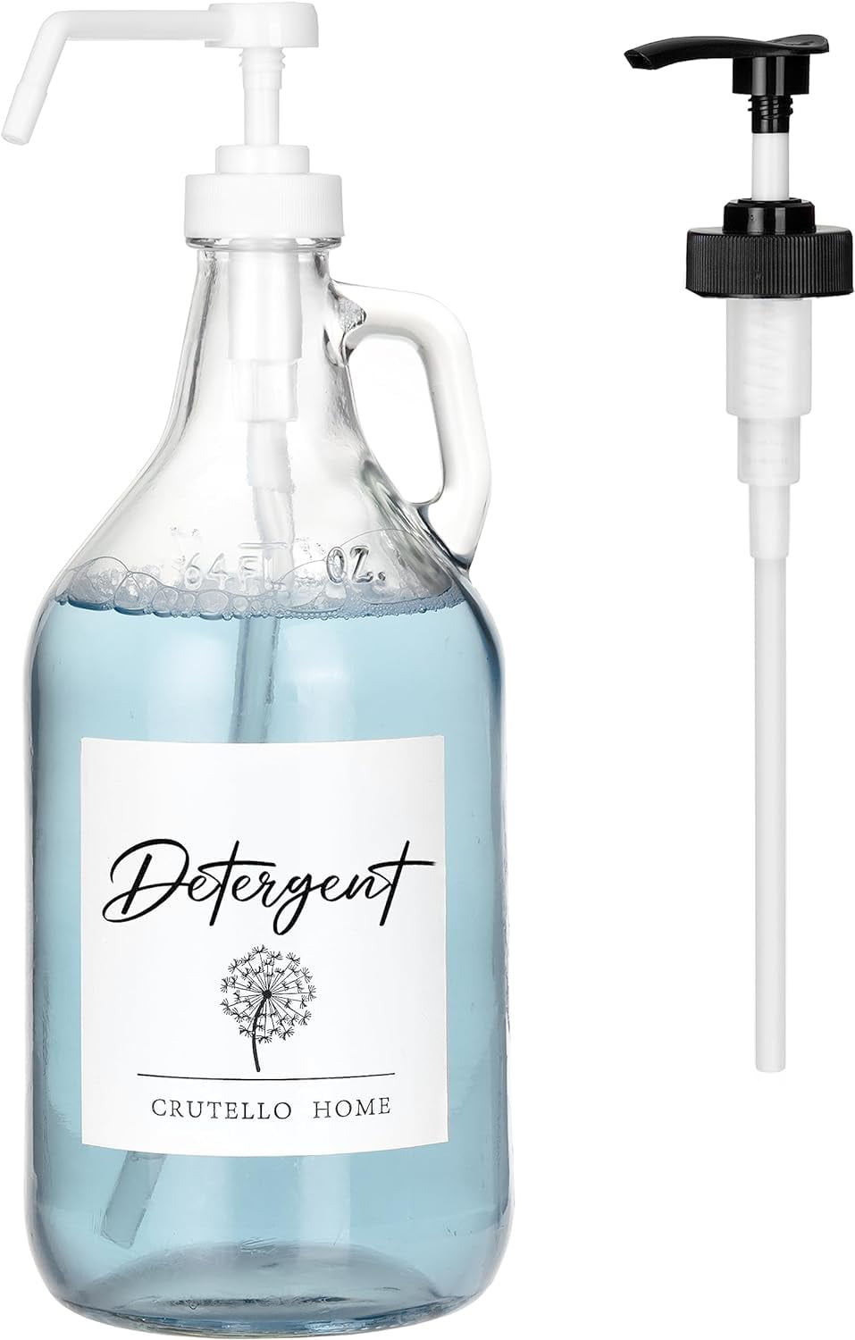 64 OZ Glass Laundry Detergent Dispenser for Laundry Detergent, Bleach ...