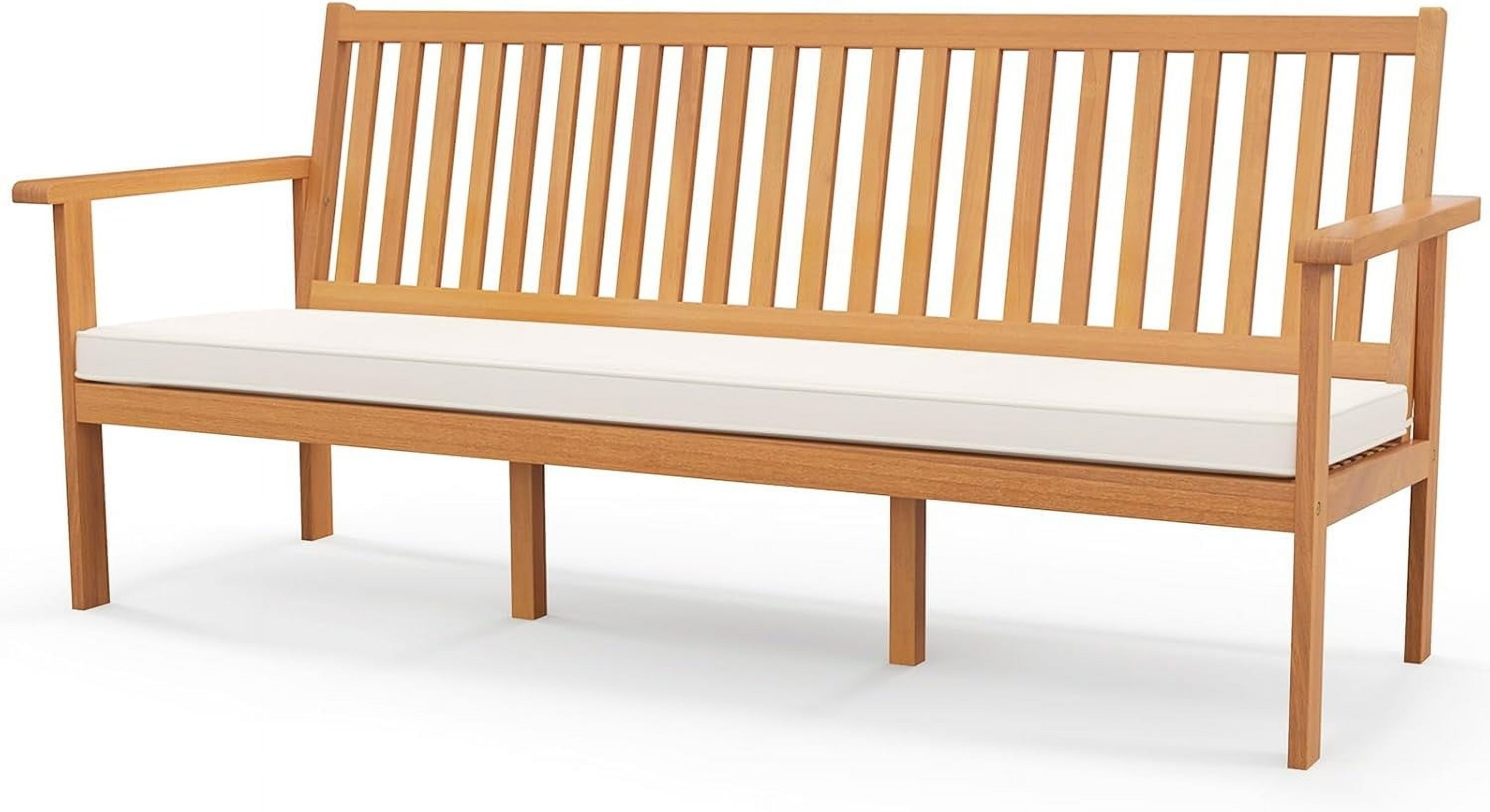64’’ Outdoor Bench Acacia Wood - 3-Person Patio Bench w/Slatted ...