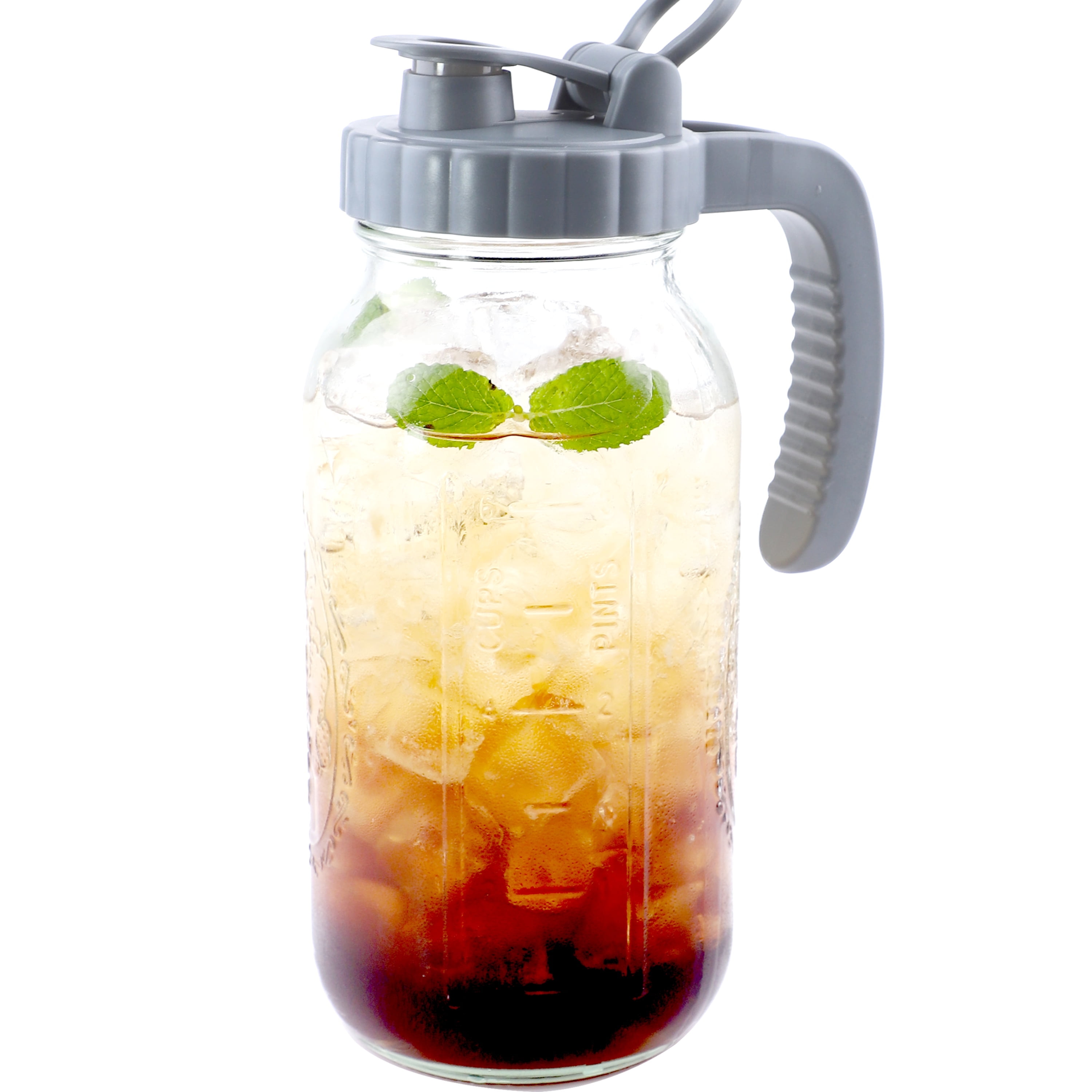 GMEPOCH 64 Oz Mason Jar Water Pitcher with Fruit Infuser Lid Wide Mouth ...