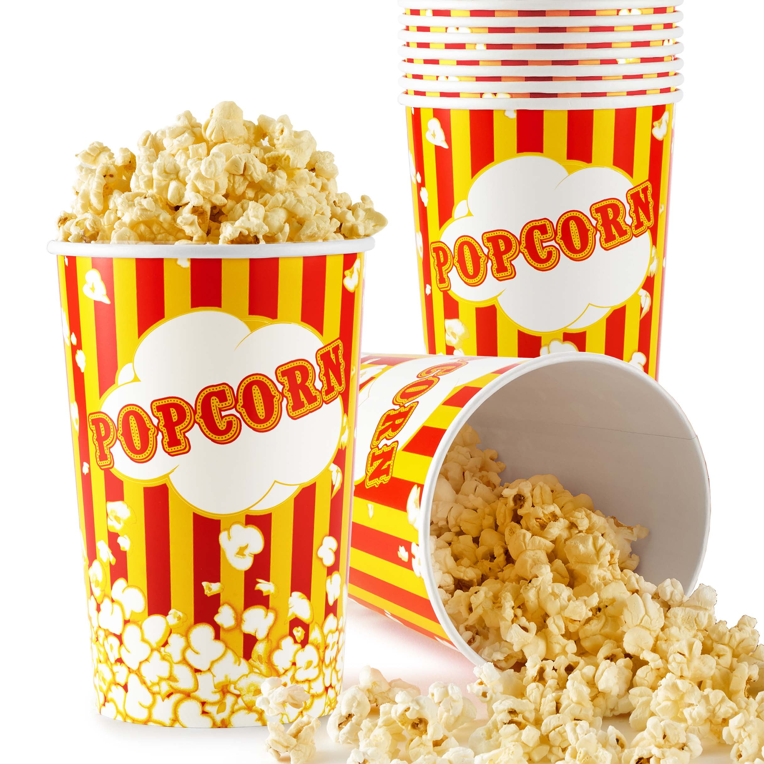64 Oz Popcorn Buckets, Disposable Popcorn Containers (25 Count), Large ...