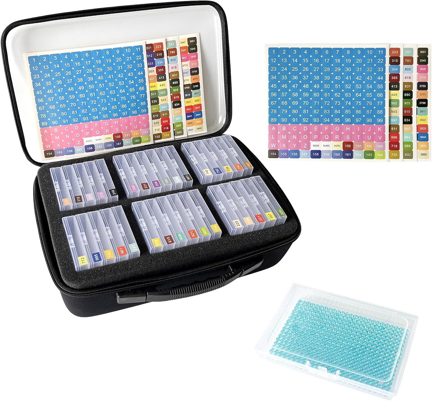 64 PCS Diamond Painting Storage Case, Bead Containers with Lids & Label ...