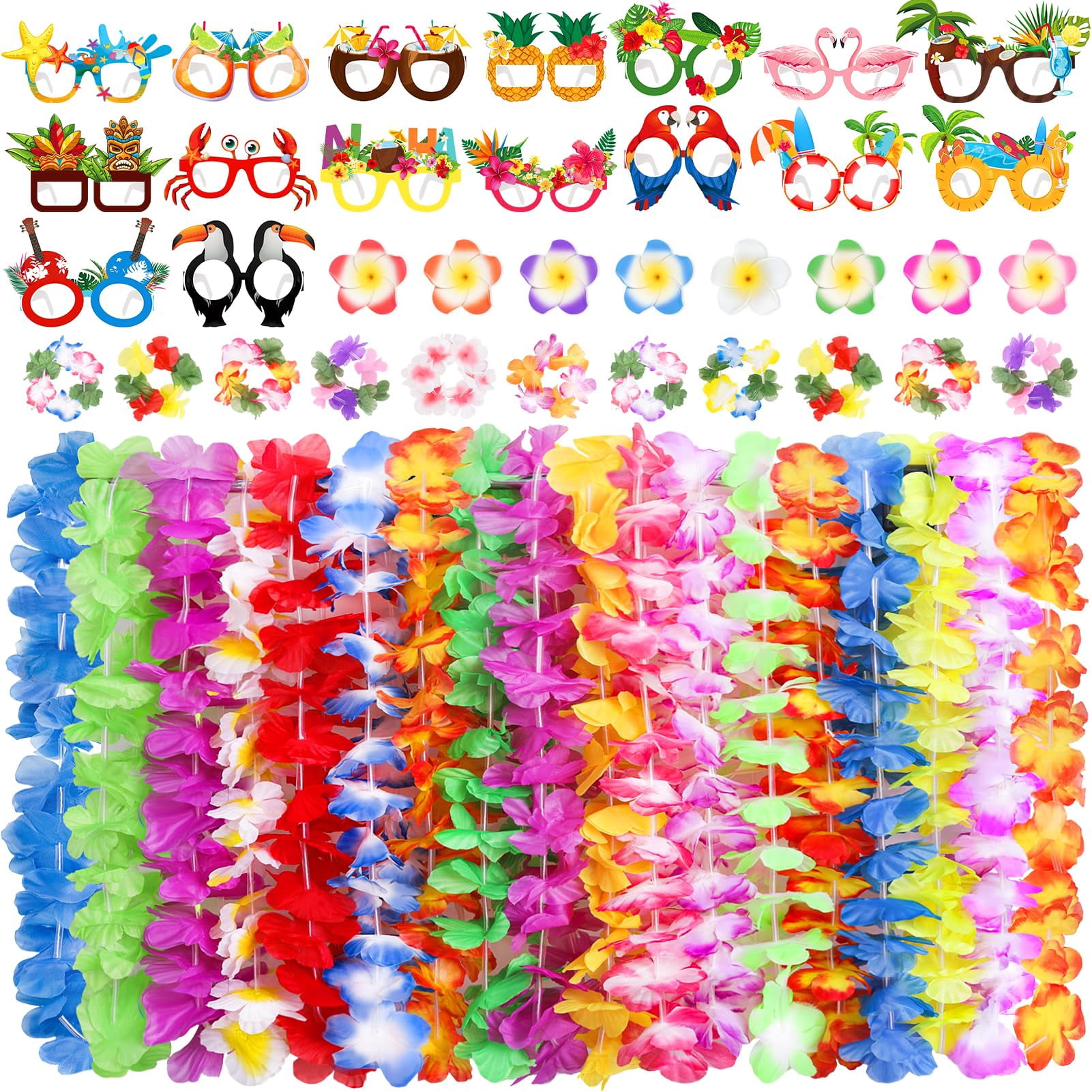 64 PCS Hawaiian CORNET Luau Leis Party Decorations Supplies Luau Party ...