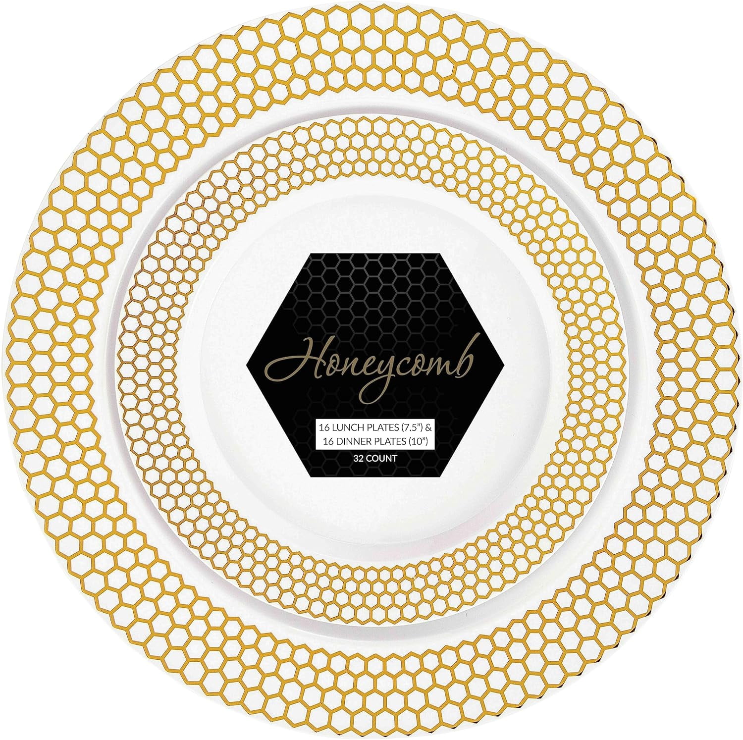 64 Pack Elegant Disposable Plastic Plates Combo Set Includes 32 Dinner ...