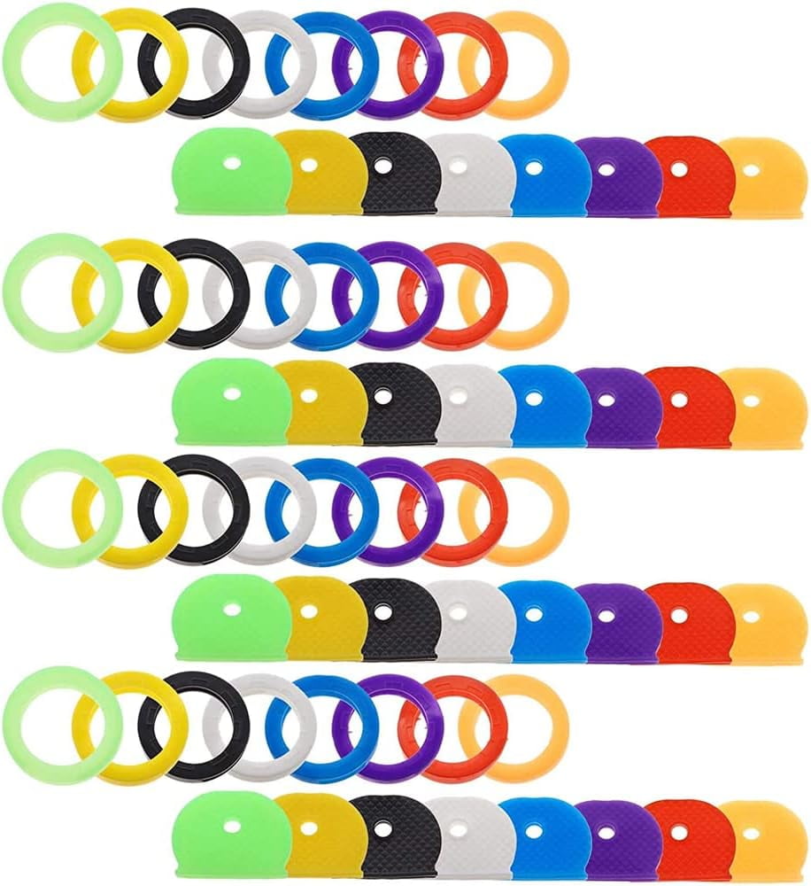 64 Pack Key Cap Tags Set in 8 Assorted Colors,Plastic Key Identifier ...
