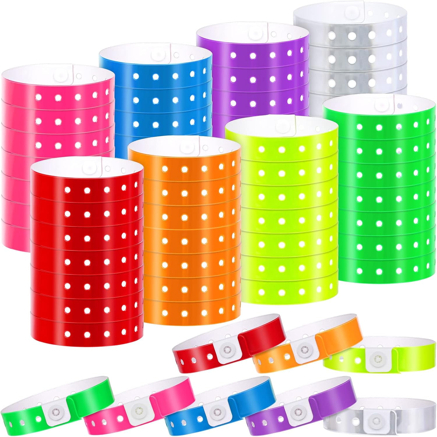 64 Pack Neon Plastic Event Wristbands Vinyl Wristband Colorful ...