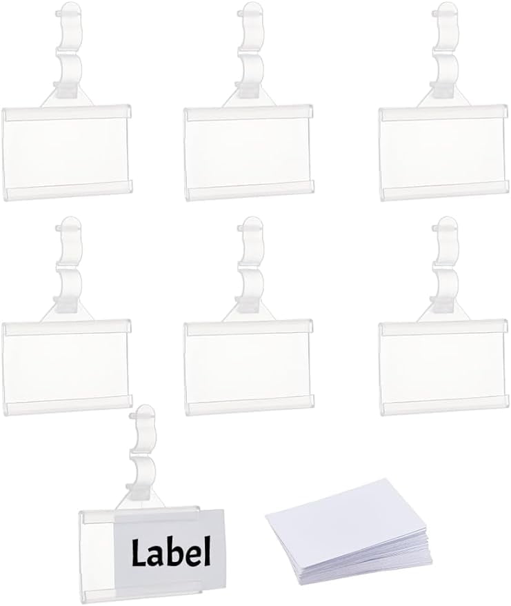 64 Pack Plastic Wire Shelf Label Holder Reusable Sign Ticket Holder 1.2 ...