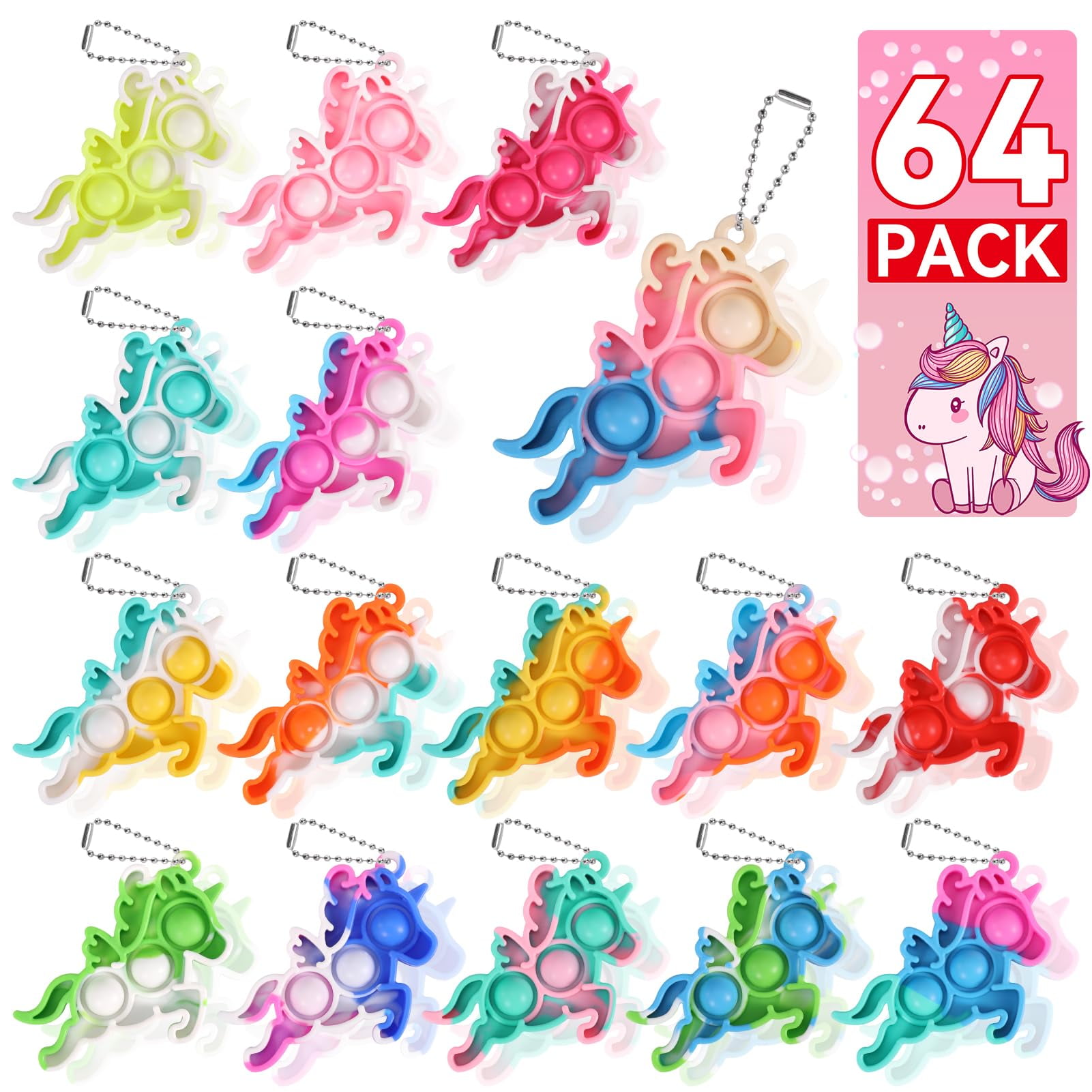 64 Pack Unicorn Party DHF10 Favors for Kids Goodie Pop Fidget Toys Bulk Its,Unicorn Toys Pinata ...