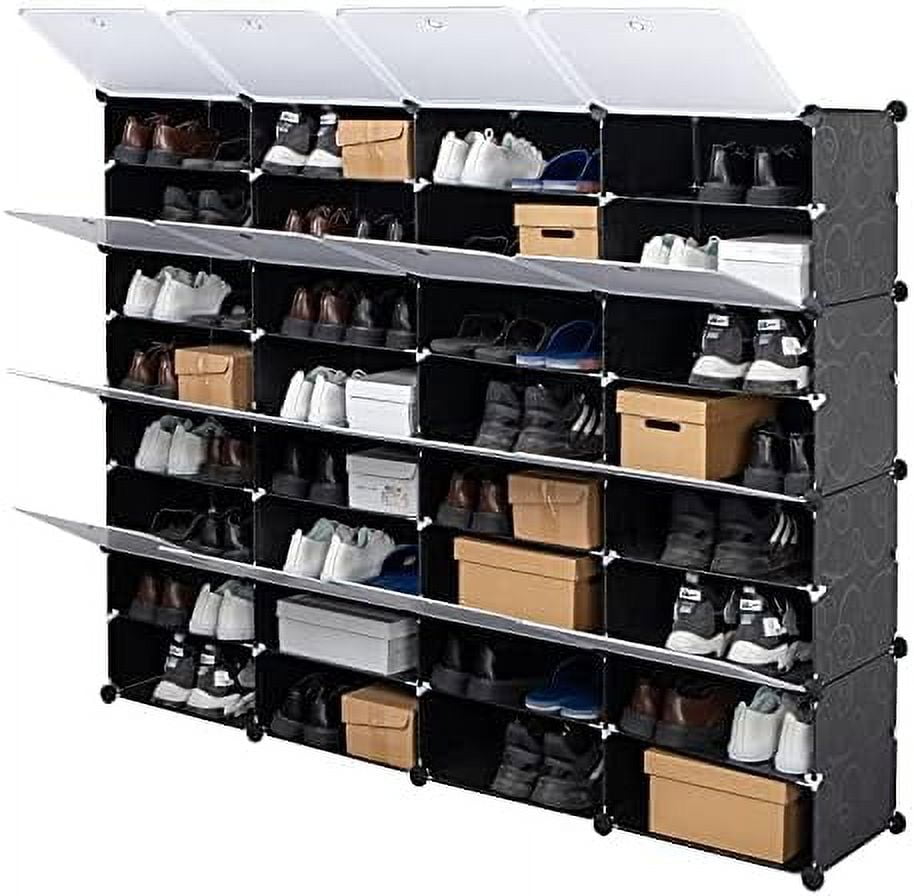 64 Pairs Portable Shoe Rack Organizer, 8 Tier 32 Grids Shoe Storage ...
