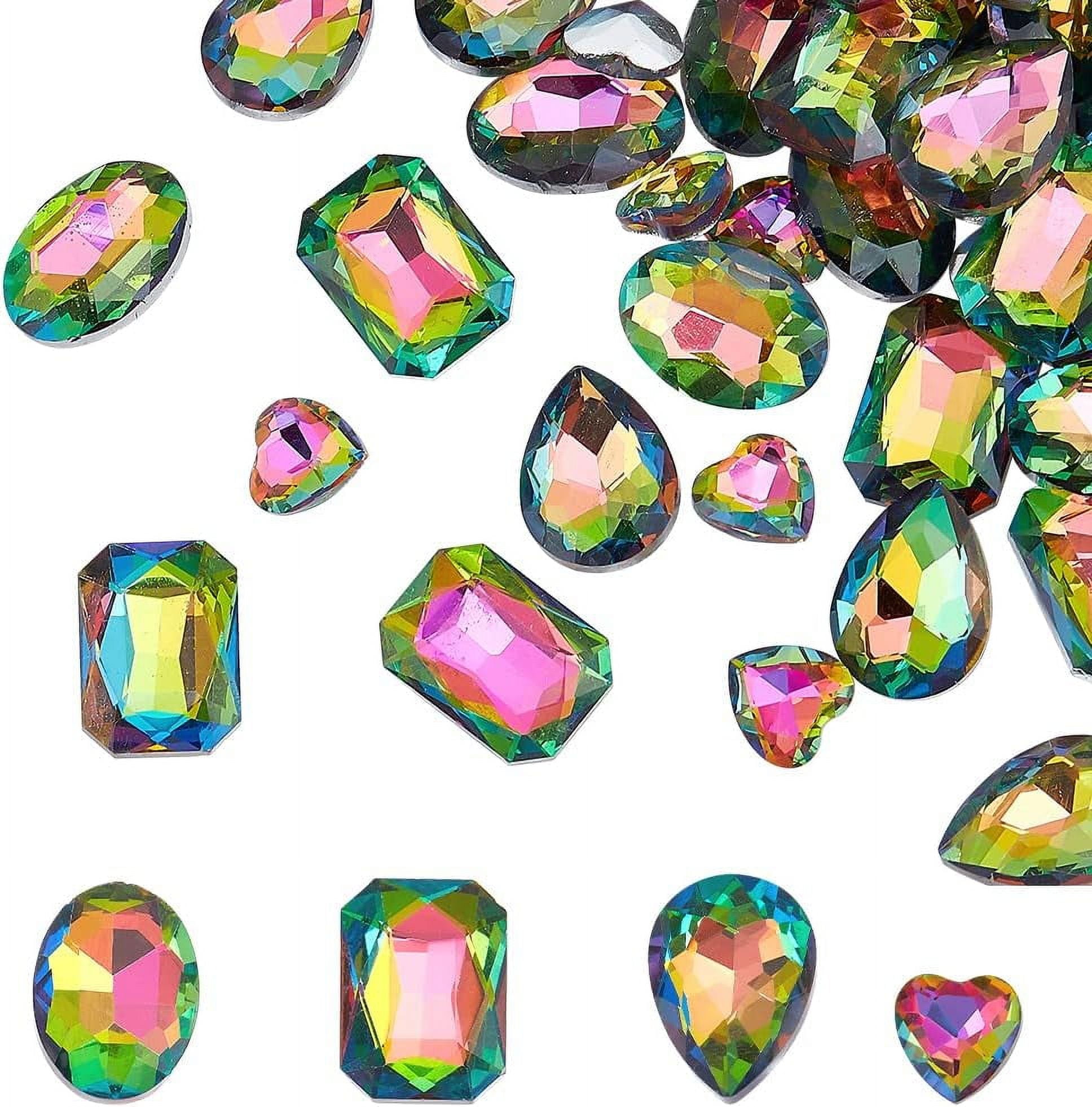 64 Pcs 4 Shapes Pointed Back Rhinestone Glass Rhinestones Gems Colorful ...