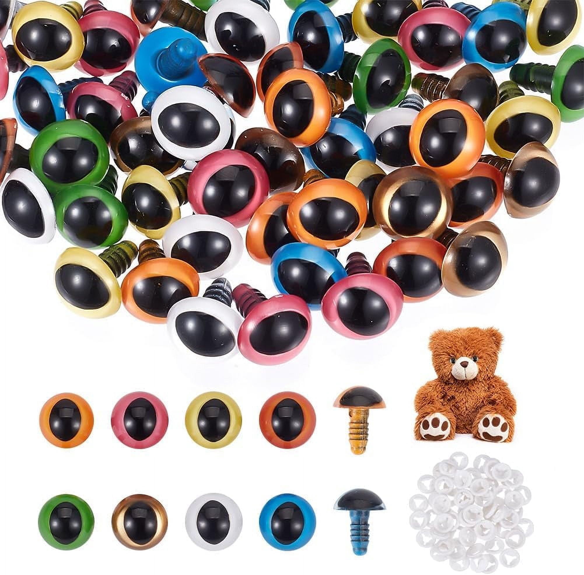 64 Pcs 8 Colors Resin Craft Eyes 15mm Half Round Cartoon Eyes with ...