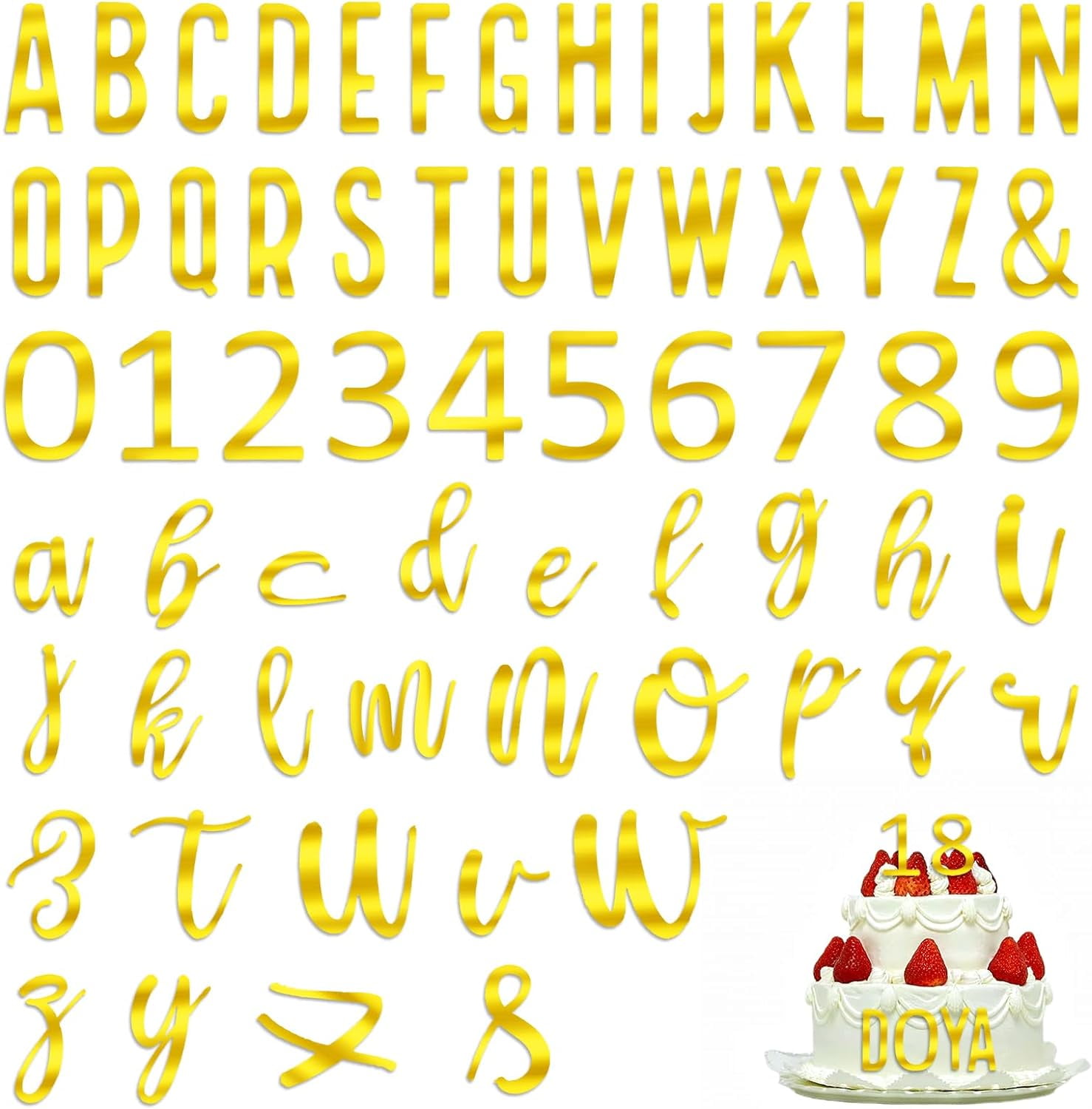 64 Pcs Acrylic Number Letters Cake Topper, with A-Z Letters and 0-9 ...