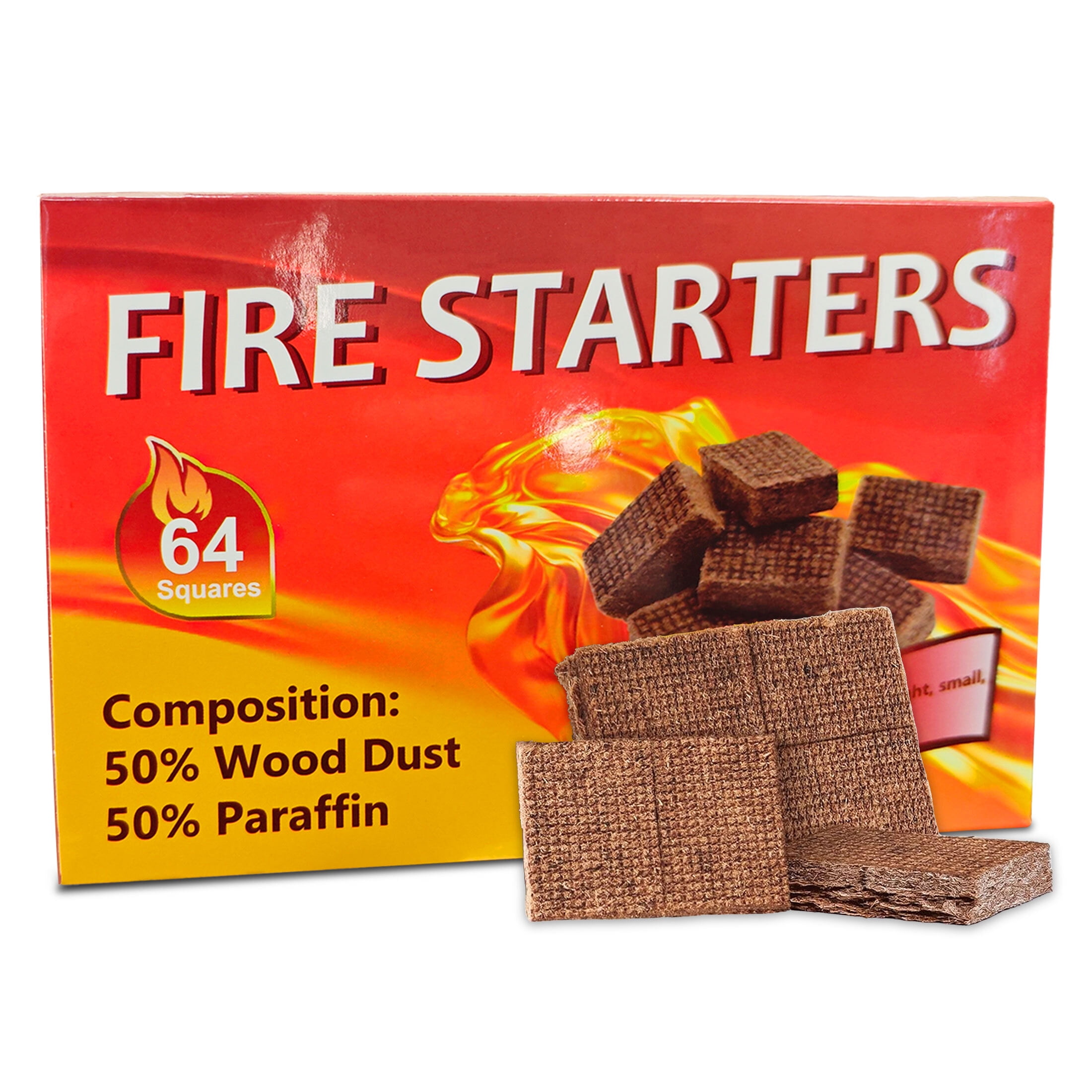 64 Pcs Fire Starters for Fireplace, Grills, Fire Pits, DAKINGS Charcoal ...