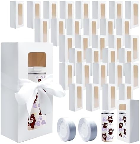 64 Pcs Gift Boxes with Ribbon 12oz 16oz 20oz for Transparent Gift Box ...
