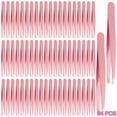 64 Pcs Pink Slant Tip Eyebrow Tweezers Bulk Precision Stainless Steel ...