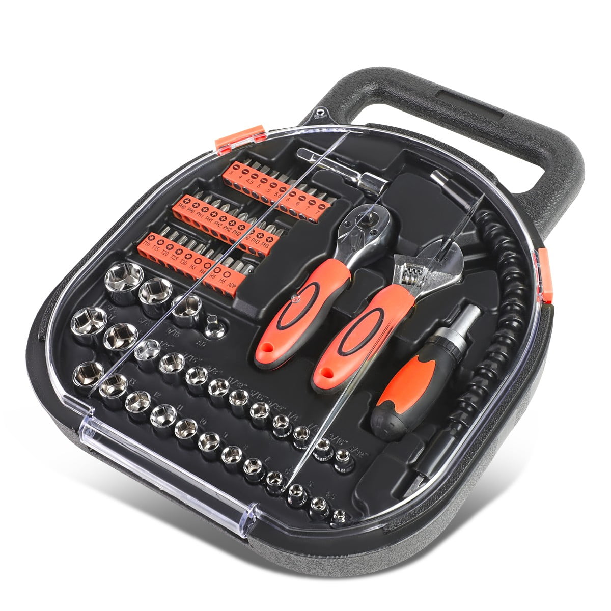 64 Pcs Protable Fastener Removal Tool Kit Screwdriver Bit & Ratchet ...