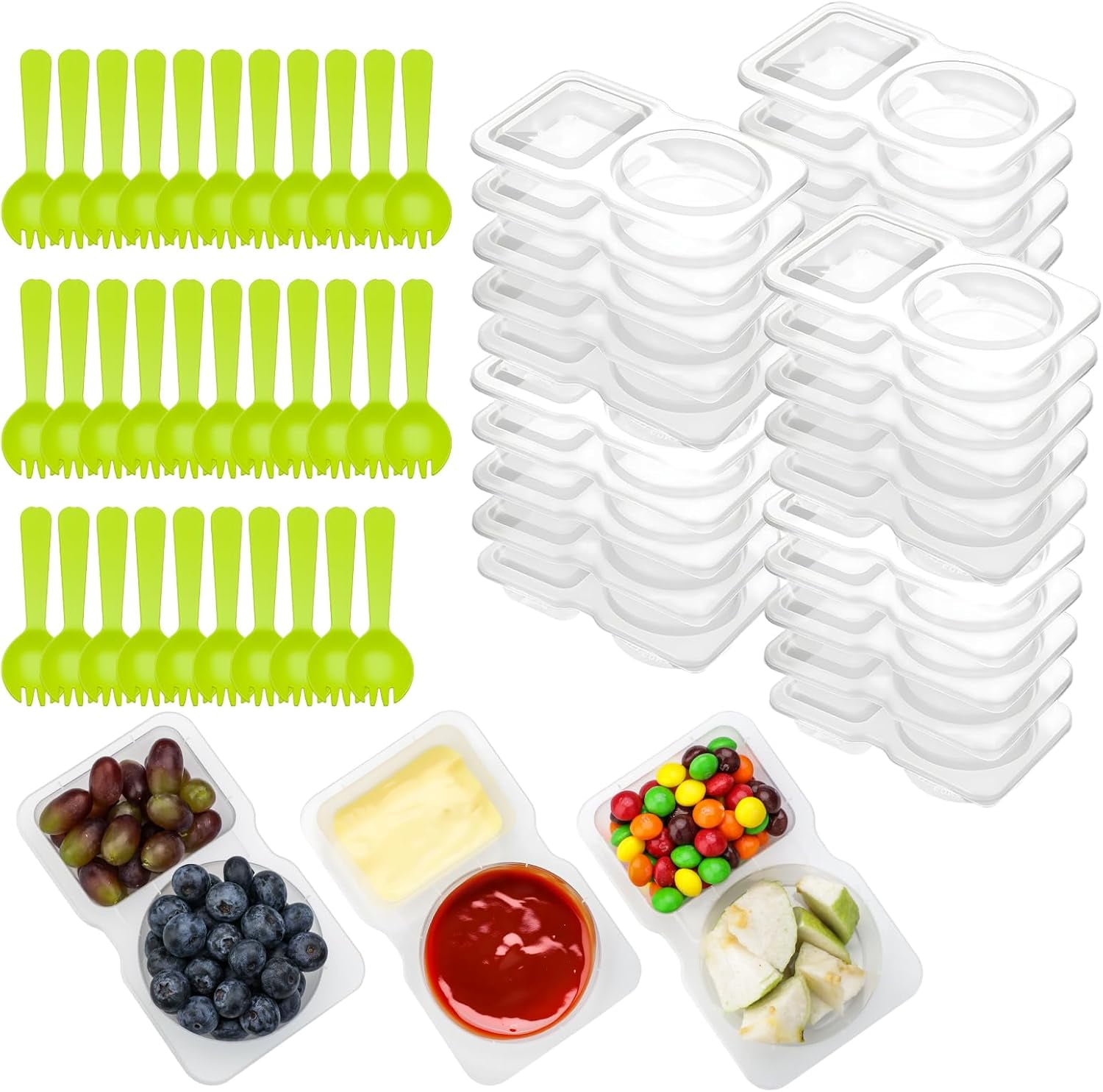 64 Pcs Reusable Snack Containers, 32 Sets Condiment Container and 32 ...