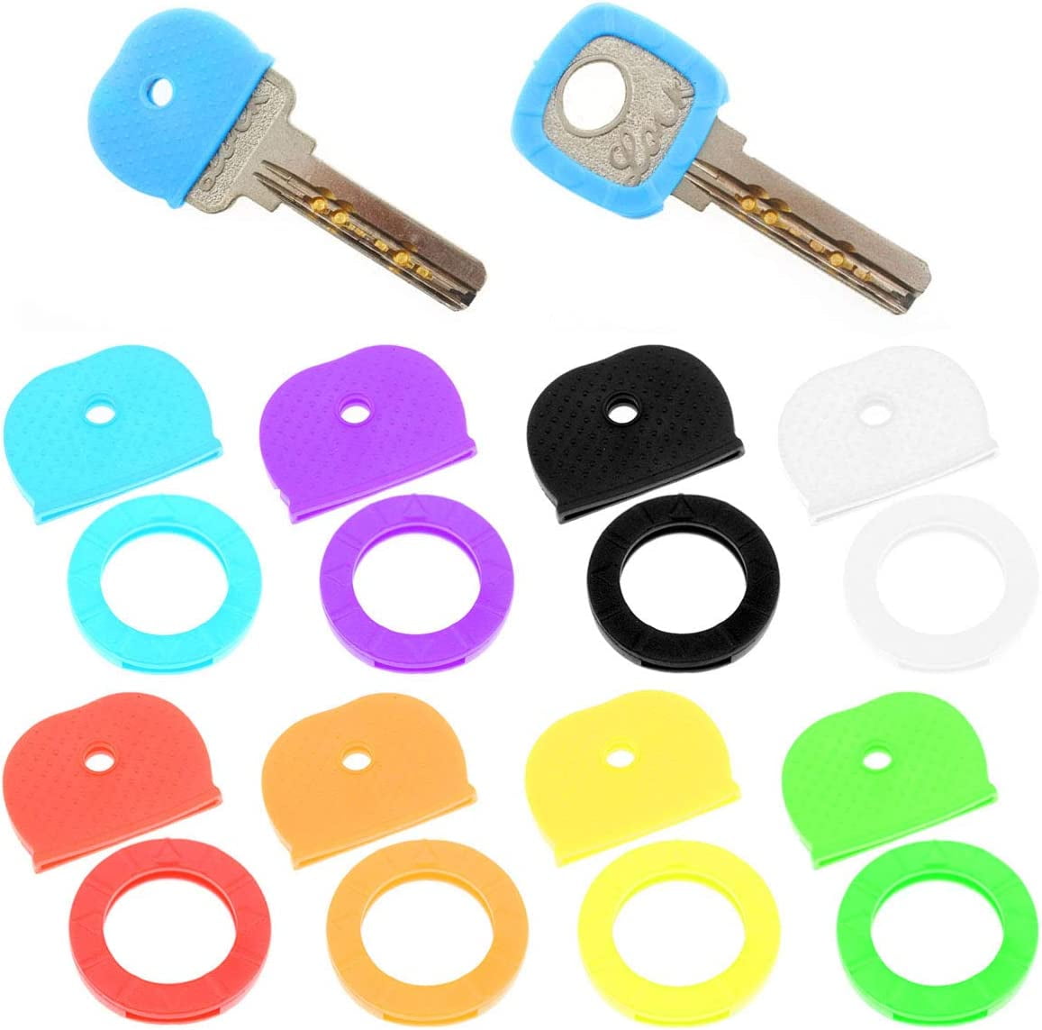64 Pcs Silicone Key Caps Covers Tags Set, Multicolor Key Ring ...