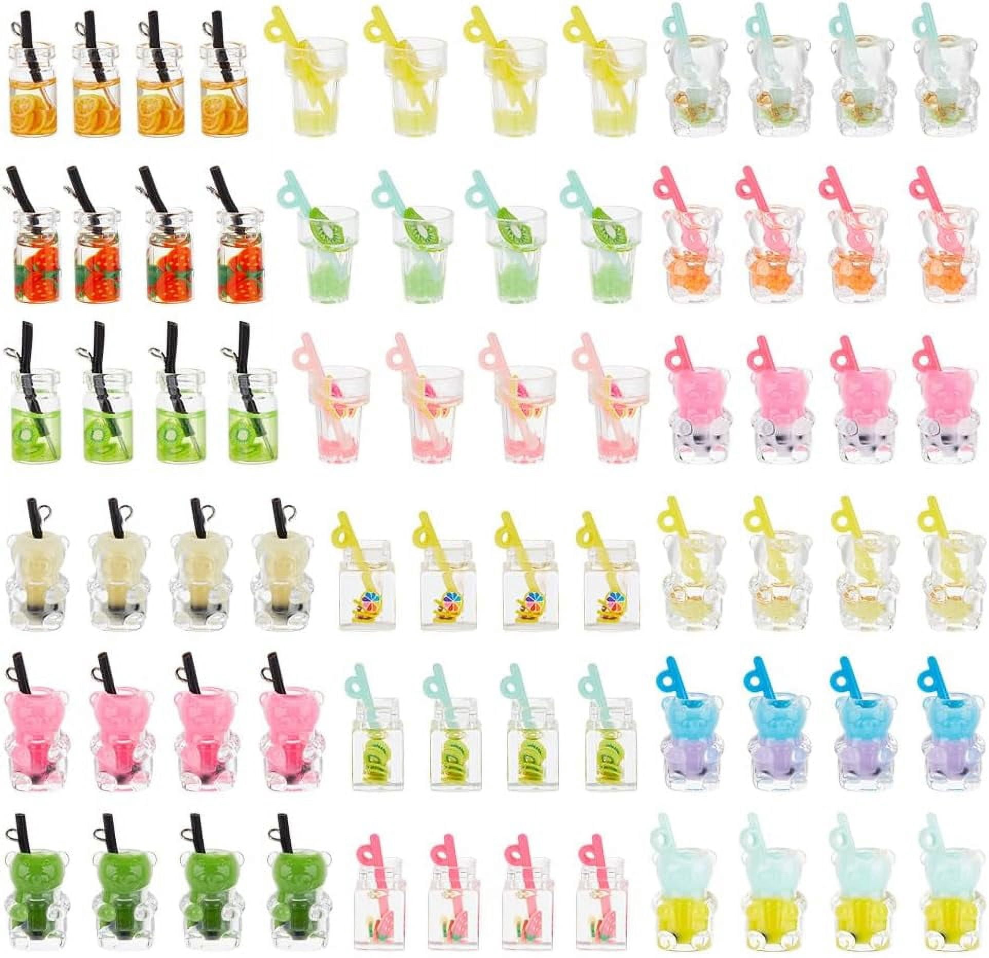 64 Pcs Tea Charms 18 Colors Resin Milk Tea Charms Mini Drink Bottle ...
