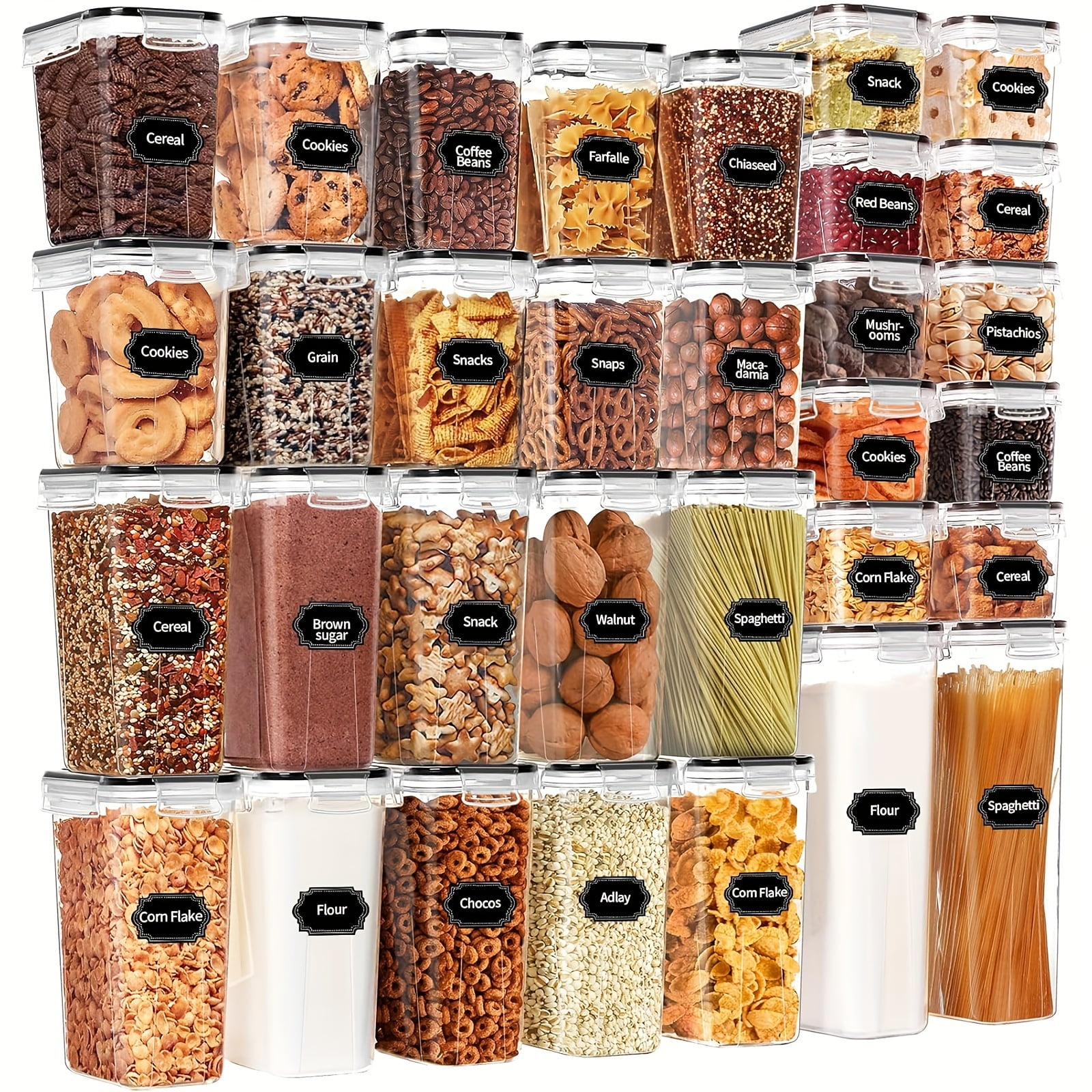 64-Piece Airtight Food Storage Container Set – 32 Plastic Pantry ...