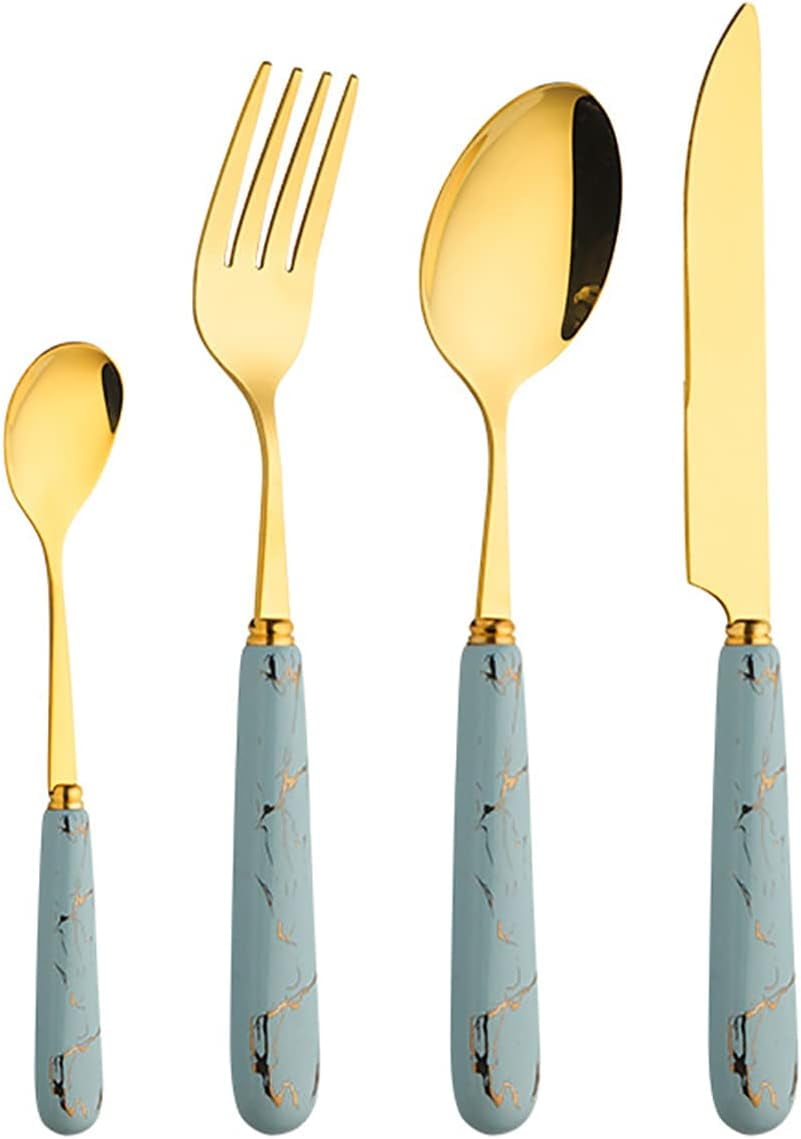 64-Piece Modern Silverware Set for 16 ,Stainless Steel Flatware Unique ...