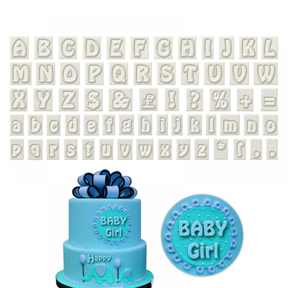 64 Piece Plastic Alphabet Cookie Cutters Set Fondant Letter Cutters Kit ...