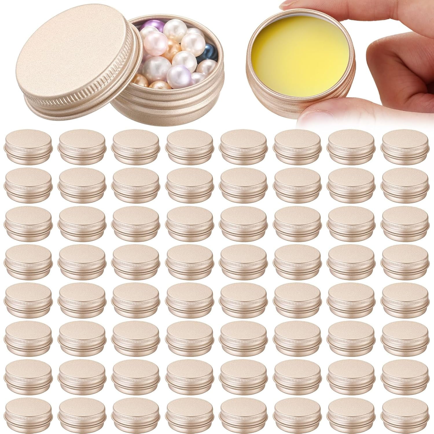 64 Pieces Lip Balm Tin Containers Screw Top Round Tin Cans Aluminum Jar ...