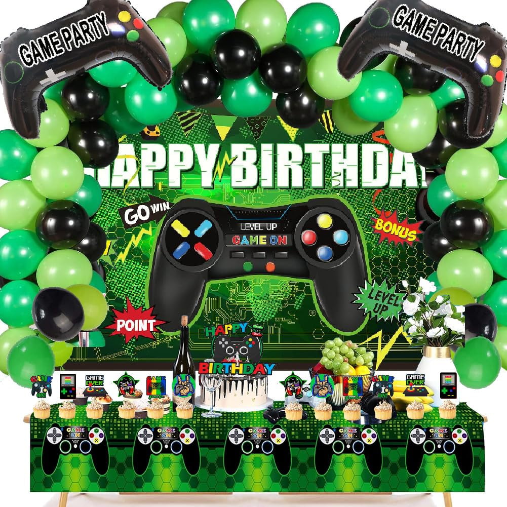 64 Pieces Video Game On Theme BSL1 Party Supplies with Happy Birthday ...