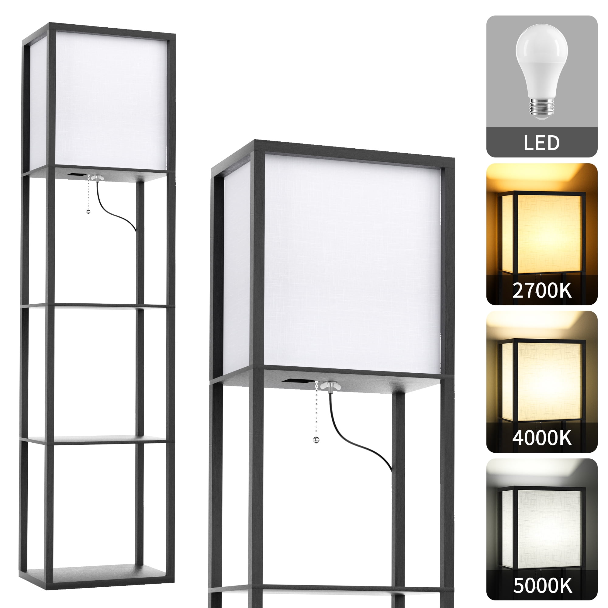64" Plus Shelf Floor Lamp with Shelves AVV Modern Reading Floor lamp ...