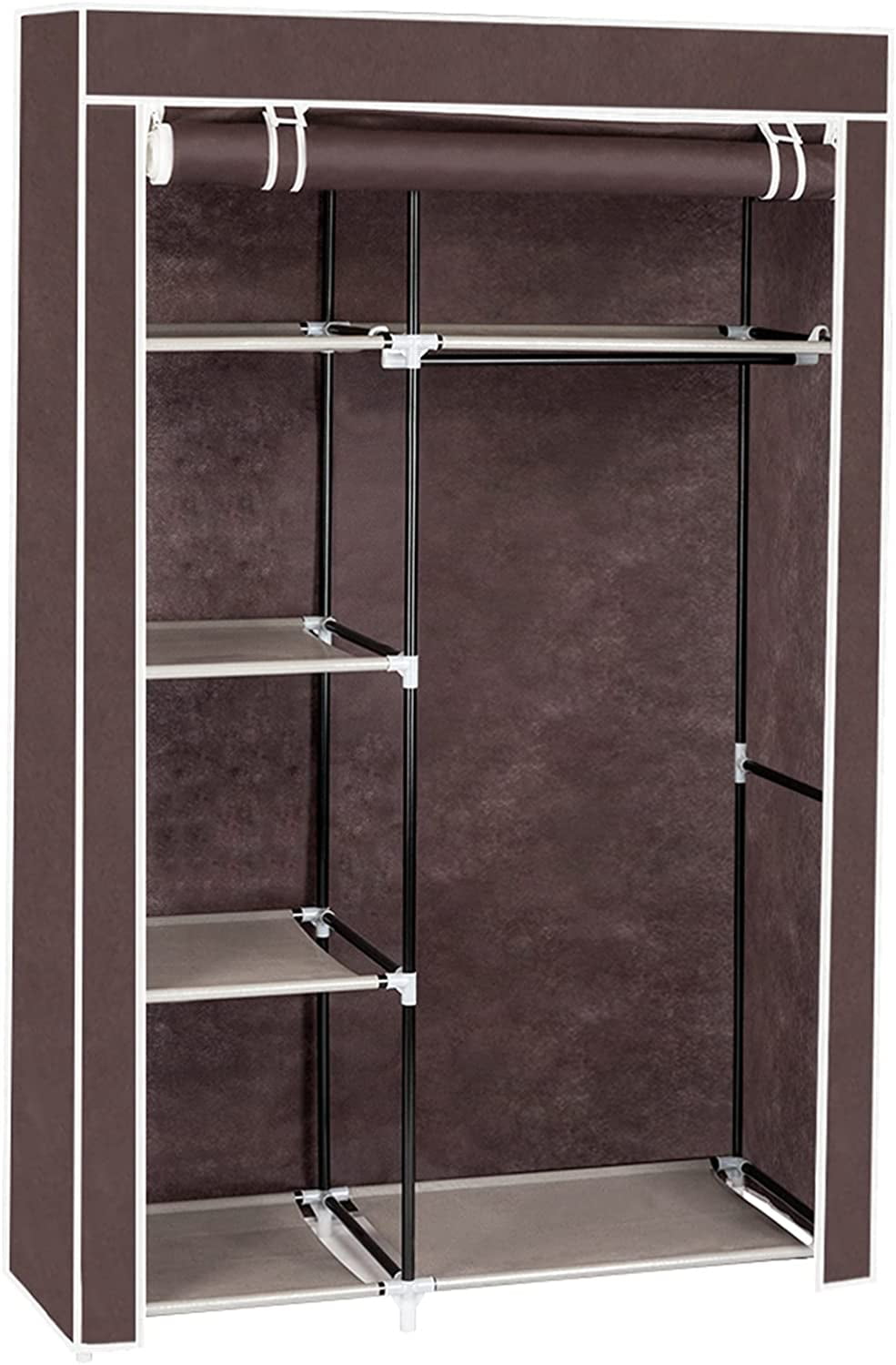 64" Portable Closet Storage Organizer Wardrobe Clothes Rack with ...
