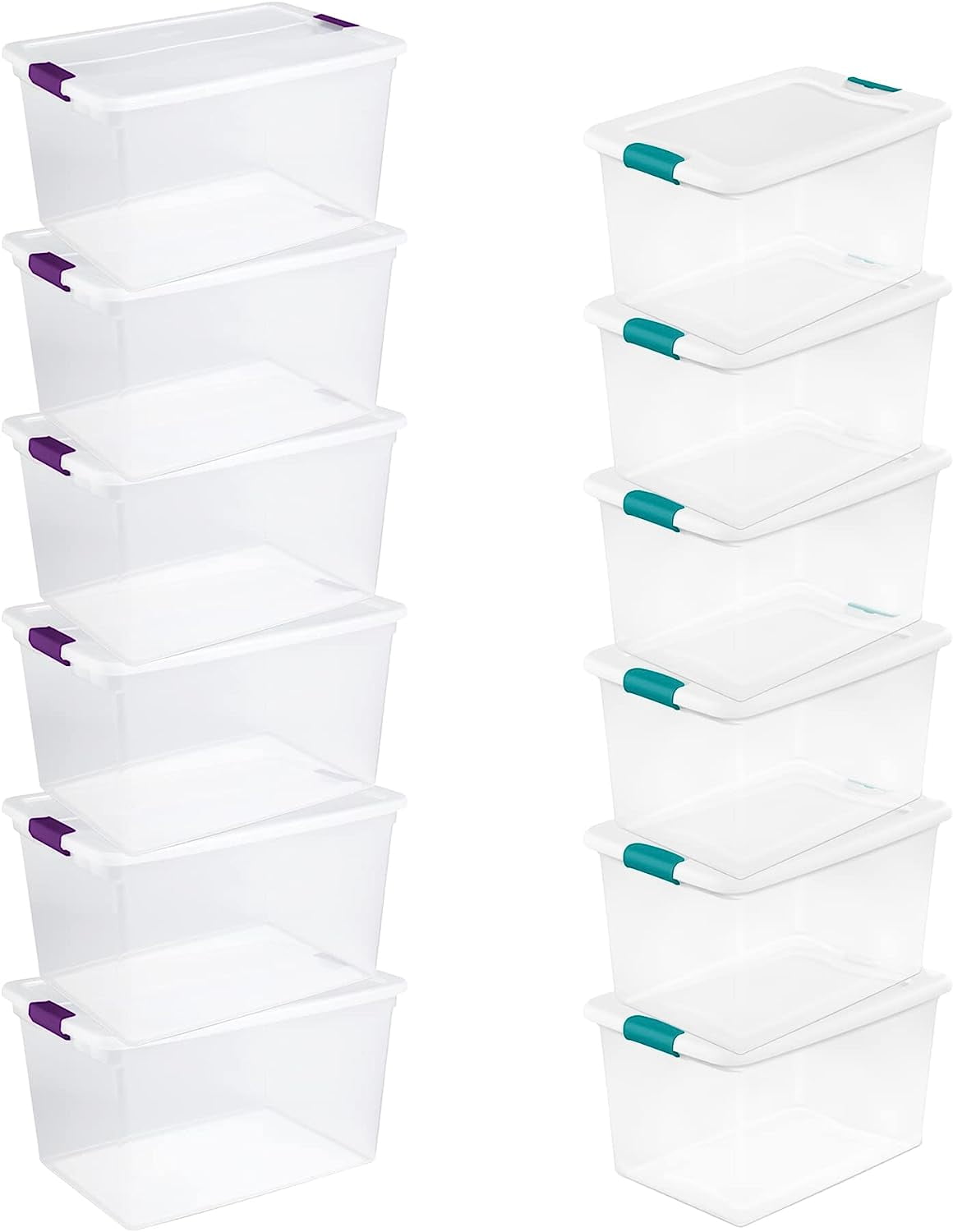 64 Quart Clear Multipurpose Plastic Storage Tote, 6 Pack, and 66 Quart ...