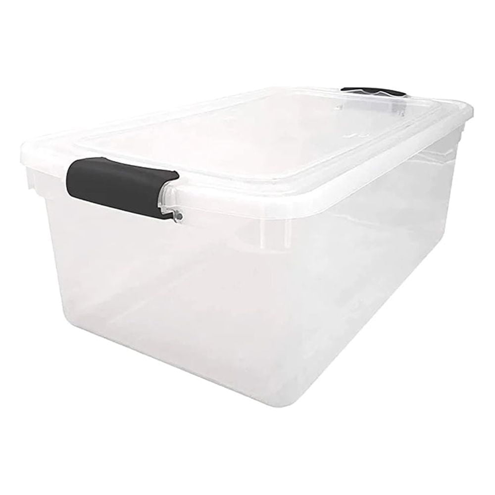 64-Quart Clear Plastic Box, Stackable Storage Bin with Lid Container ...
