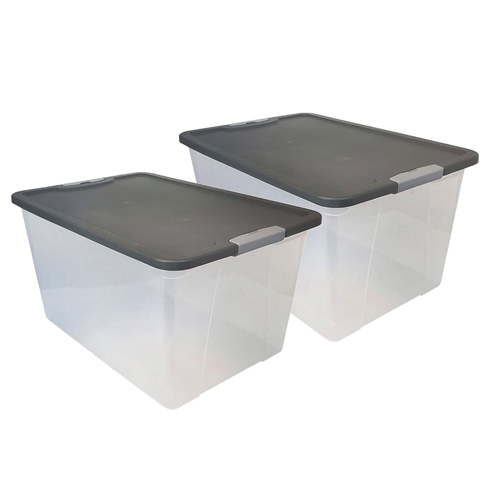 64-Quart Clear Stackable Organizer, Plastic Storage Bin Container with ...