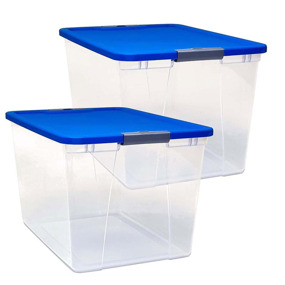 64-Quart Clear Stackable Organizer, Plastic Storage Bin Container with ...