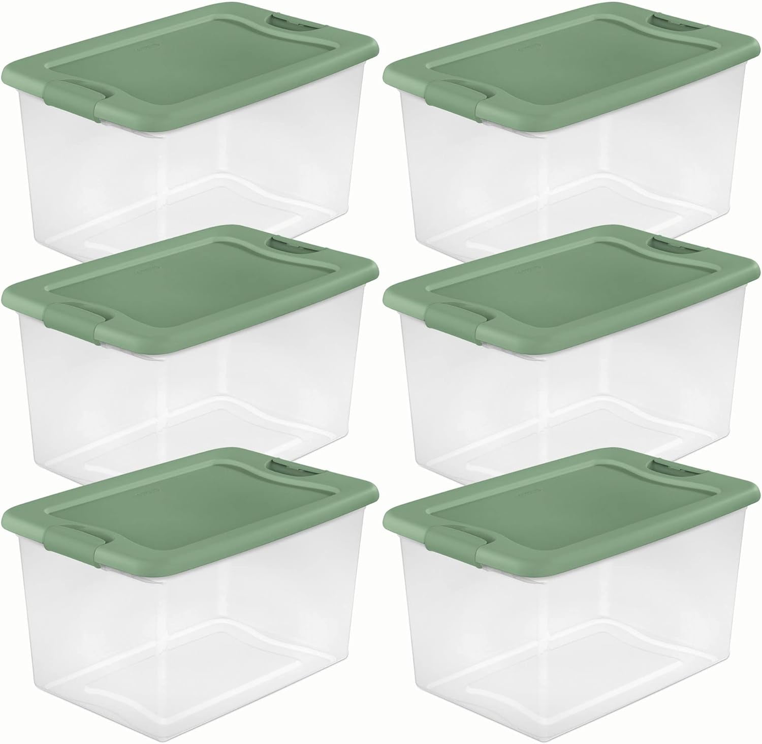 Large 64 Quart Latching Hinged See-Through Plastic Stacking Storage ...