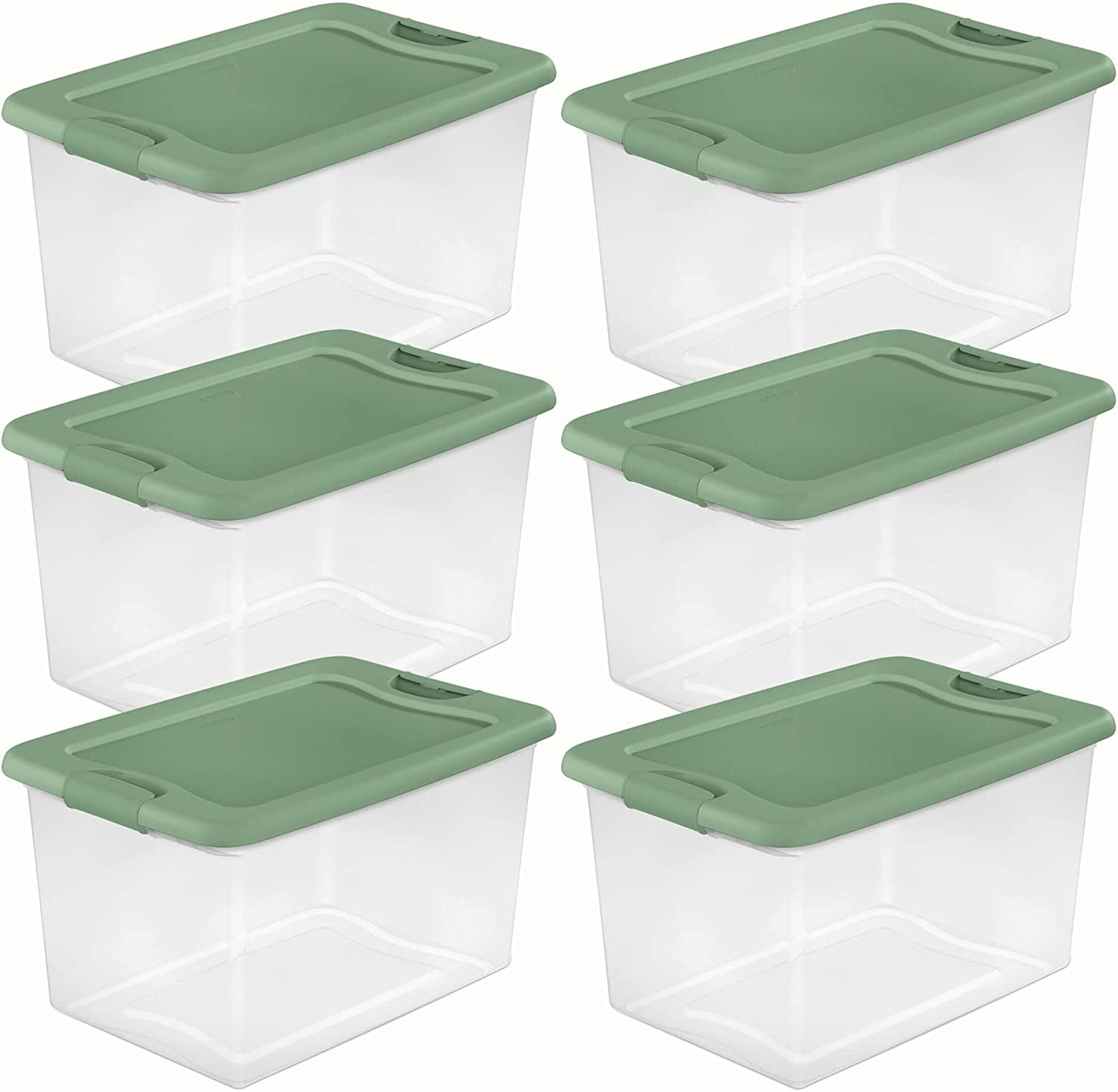 64 Quart Latching Hinged See-Through Plastic Stacking Storage Container ...