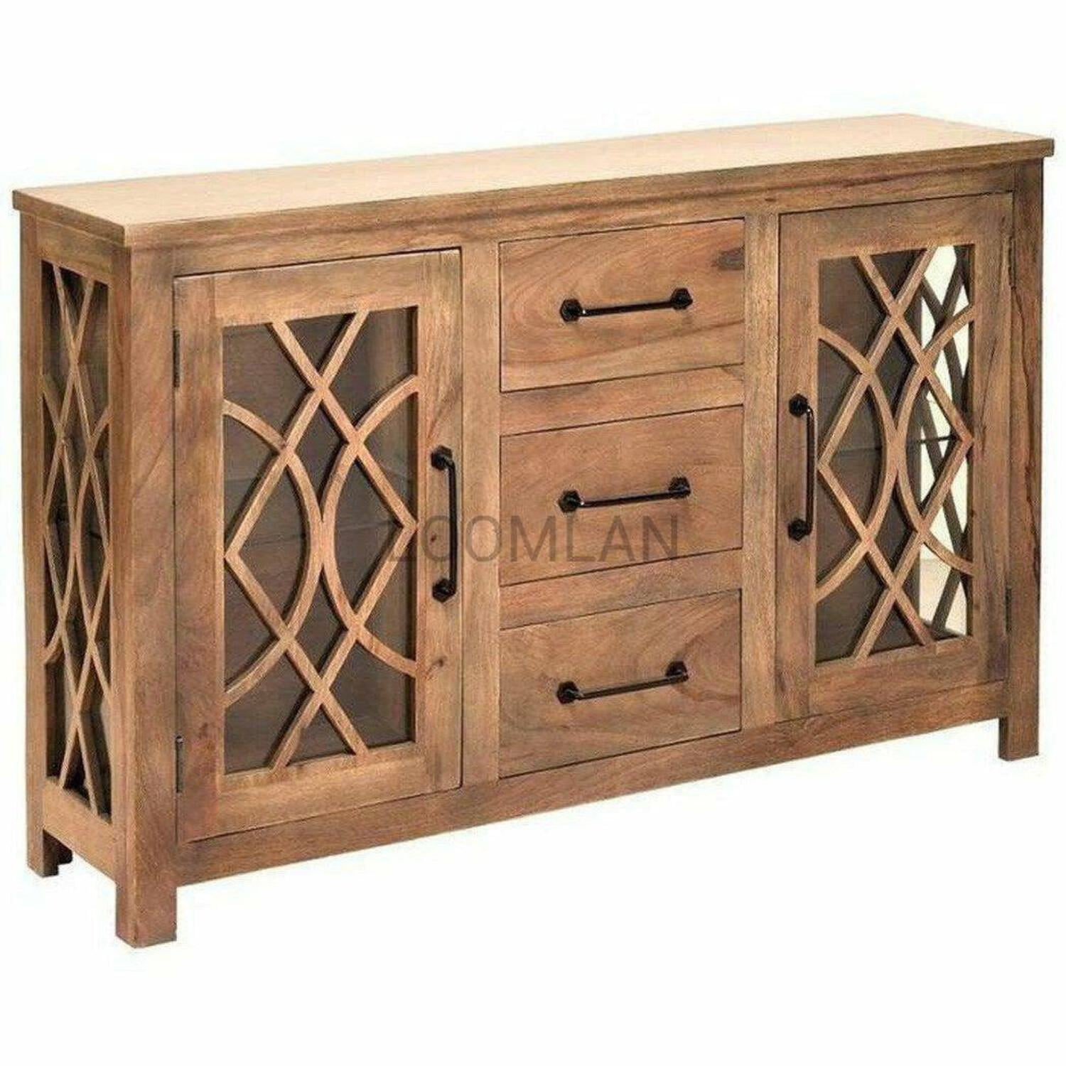 64 Slim Curio Buffet With Trellis Glass Doors and Drawers - Walmart.com