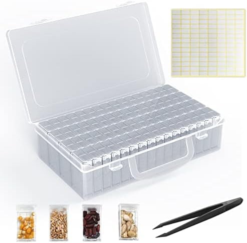 64 Solts Seed Storage Box with 112Pcs Label and a Tweezers,Diamond ...