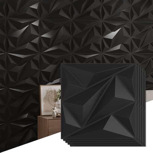64 Sq. Ft. Modern Textured Diamond 3D Wall Panels，24pcs 19.7" X 19.7 ...