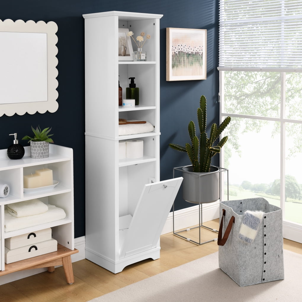 64" Tall Bathroom Storage Cabinet, Floor Standing Cabinet with 4 ...