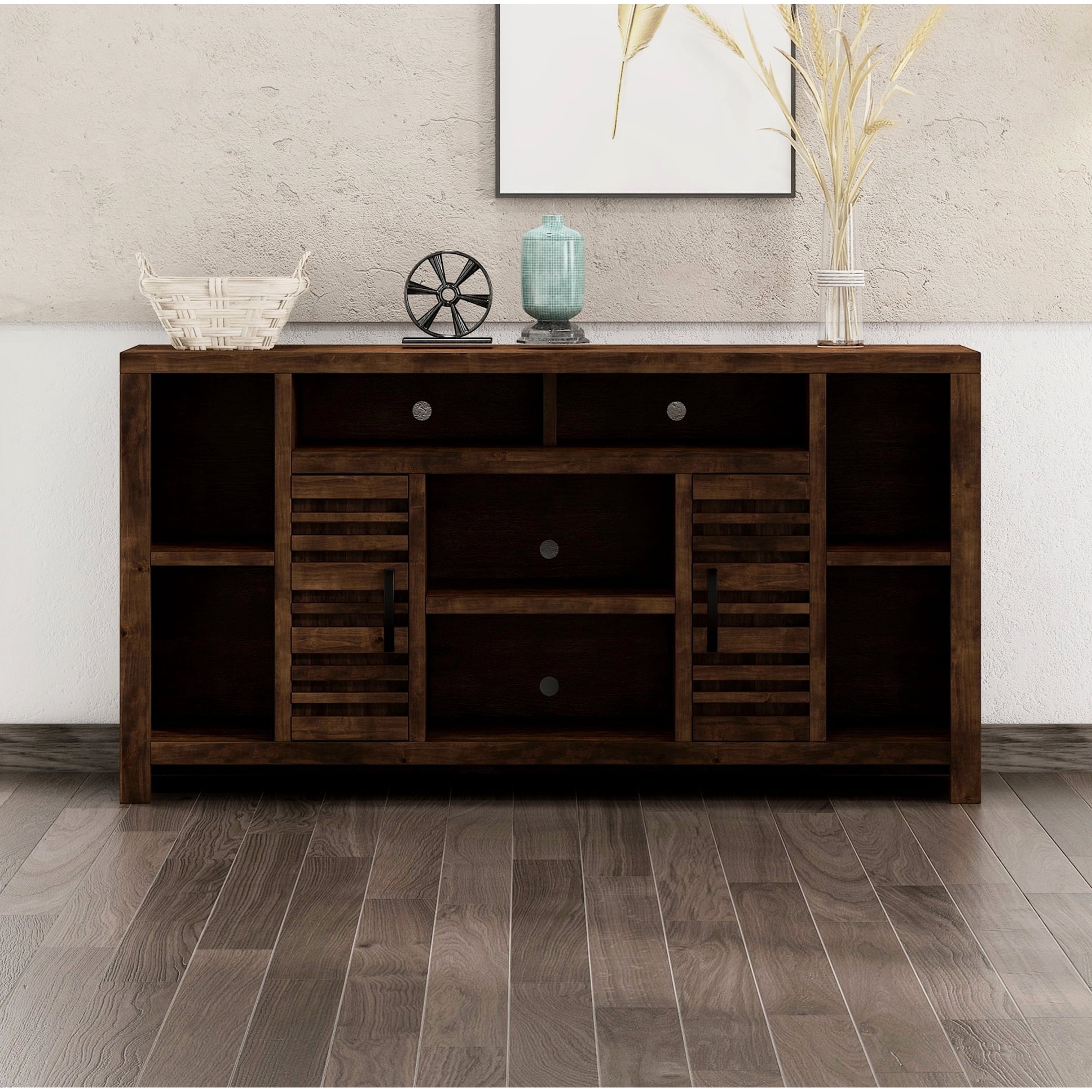 64" Tv Stand For 70" Tvs, No Assembly Required, Whiskey Finish, Knotty ...