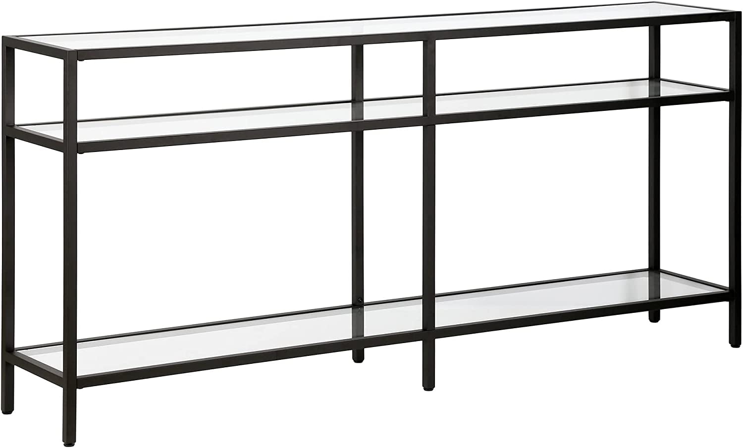 64" Wide Rectangular Console Table in Blackened Bronze, Entryway Table ...
